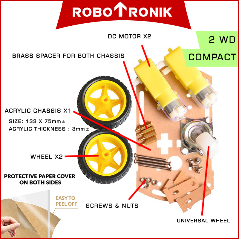 Car Chassis Kit 2WD (Wheel Drive) with Speed Encoder (Unassembled ...