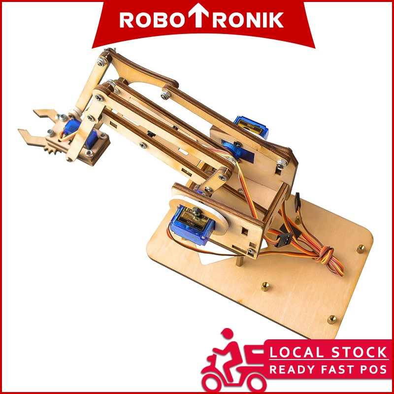 4 DOF Robotic Arm (Acrylic / Plywood) Un-assemble, Arm-only